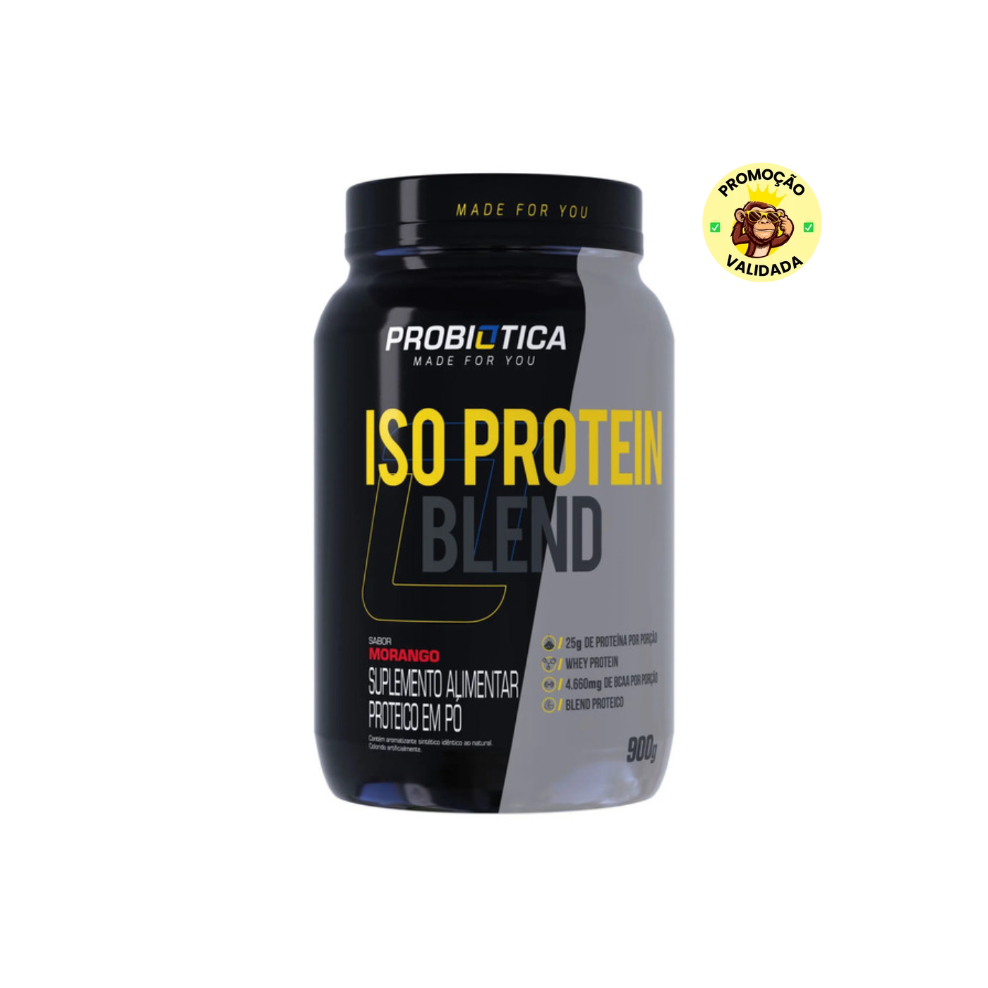 Promoção Iso Protein Blend Probiótica Sabor Morango Suplemento Academia ...